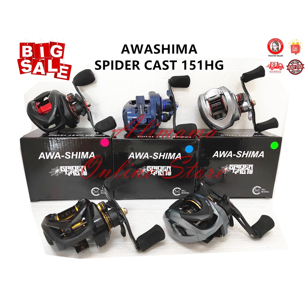 2022 NEW AWASHIMA SPIDER CAST 151HG BC FISHING REEL | Shopee Malaysia