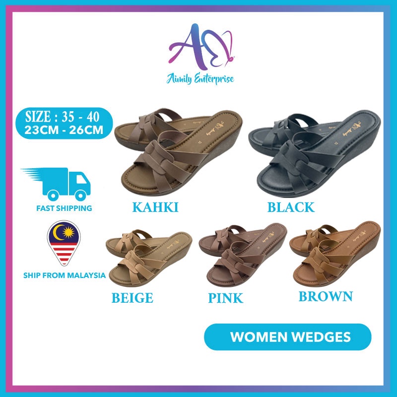 AIMILY Women Cross Style Wedges Heel Women Shoes Kasut Perempuan Kasut ...