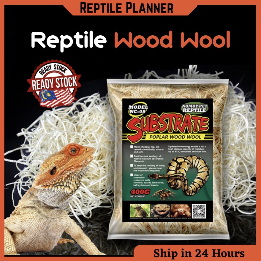 Reptile Wood Wool Bedding (400g) Natural Wood Substrate Snake(白杨木丝/垫材/蛇 ...