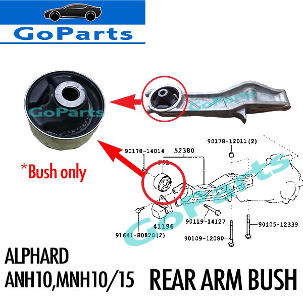 TOYOTA ALPHARD ANH15 MNH15 REAR DIFFERENTIAL / DIFFEN AXLE ARM BUSH for ...