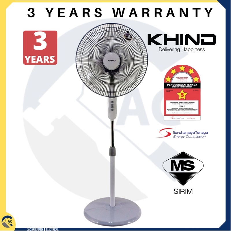 [3 YEARS WARRANTY] KHIND STAND FAN 16”| KHIND KIPAS ANGIN BERDIRI 16 ...