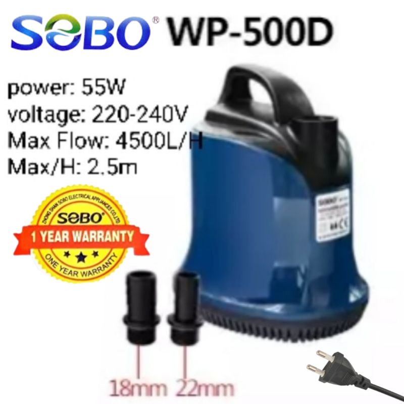 SOBO SUBMERSIBLE WATER PUMP WP-500D WP-300D WP-200D warranty Aquarium ...
