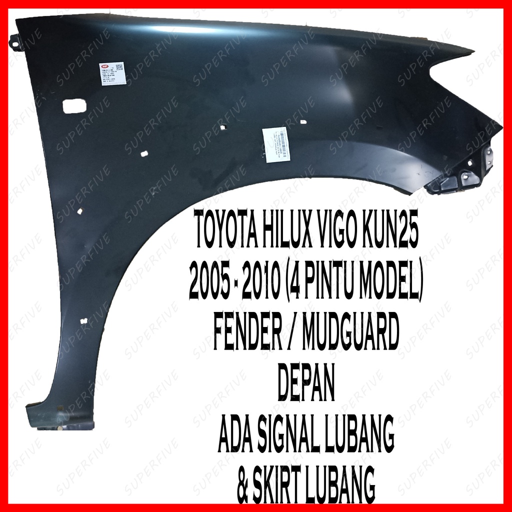 TOYOTA HILUX VIGO KUN25 4DOOR (2005 - 2010) FRONT FENDER / MUDGUARD ...