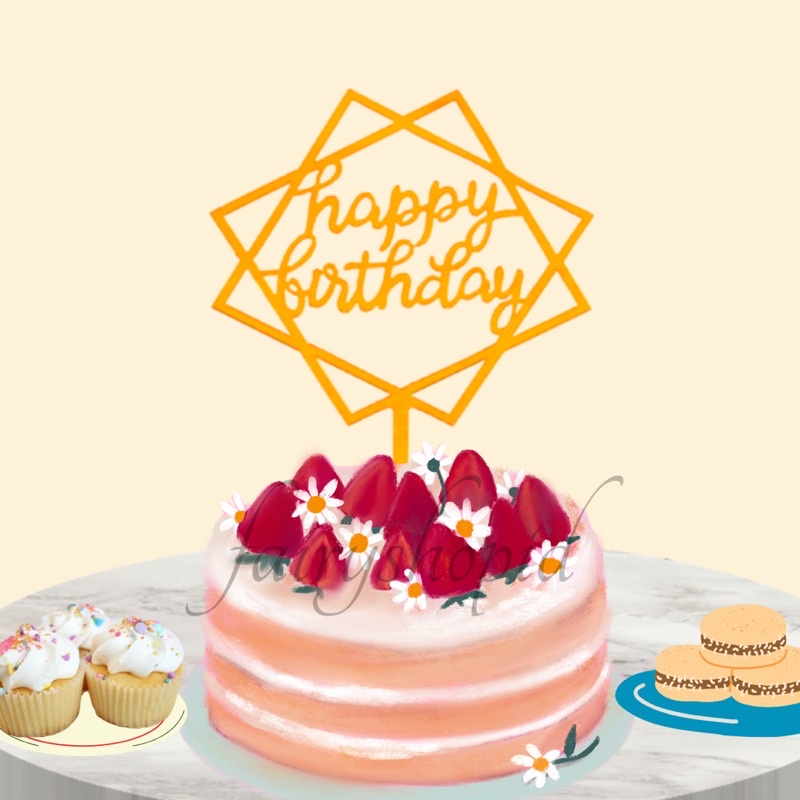 Diagonal Acrylic BIRTHDAY Cake TOPPER/HAPPY BIRTHDAY TOPPER/PUDDING ...