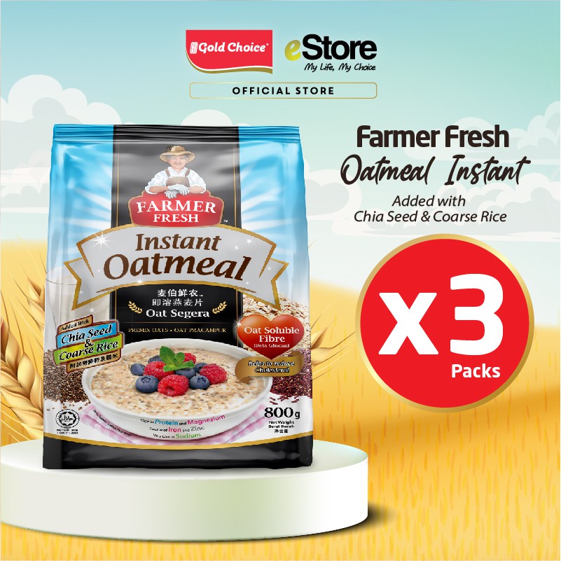 FARMER FRESH Oatmeal Instant With Chia Seed (800g X 3 Packs) | Shopee Malaysia