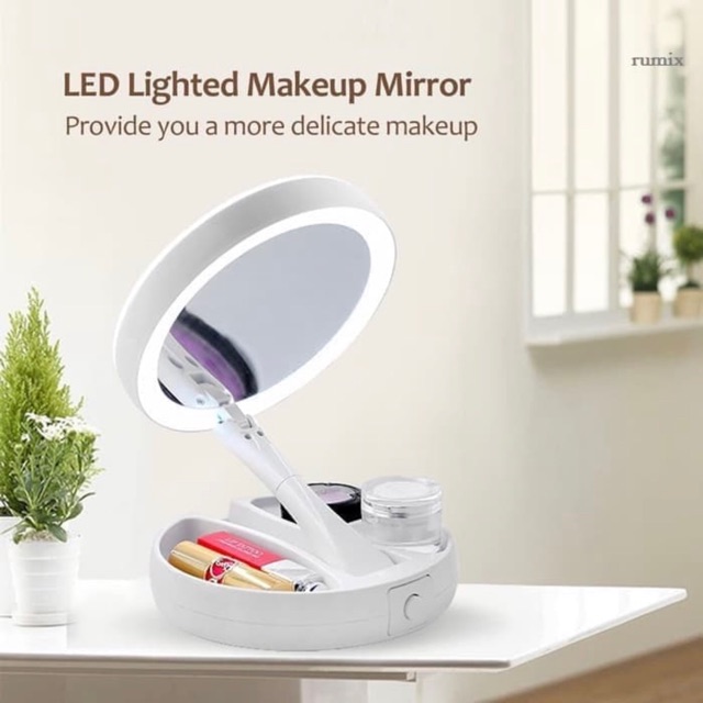 Folding LED mirror Make up LED mirror Light 2-sided Makeup Magnifying ...