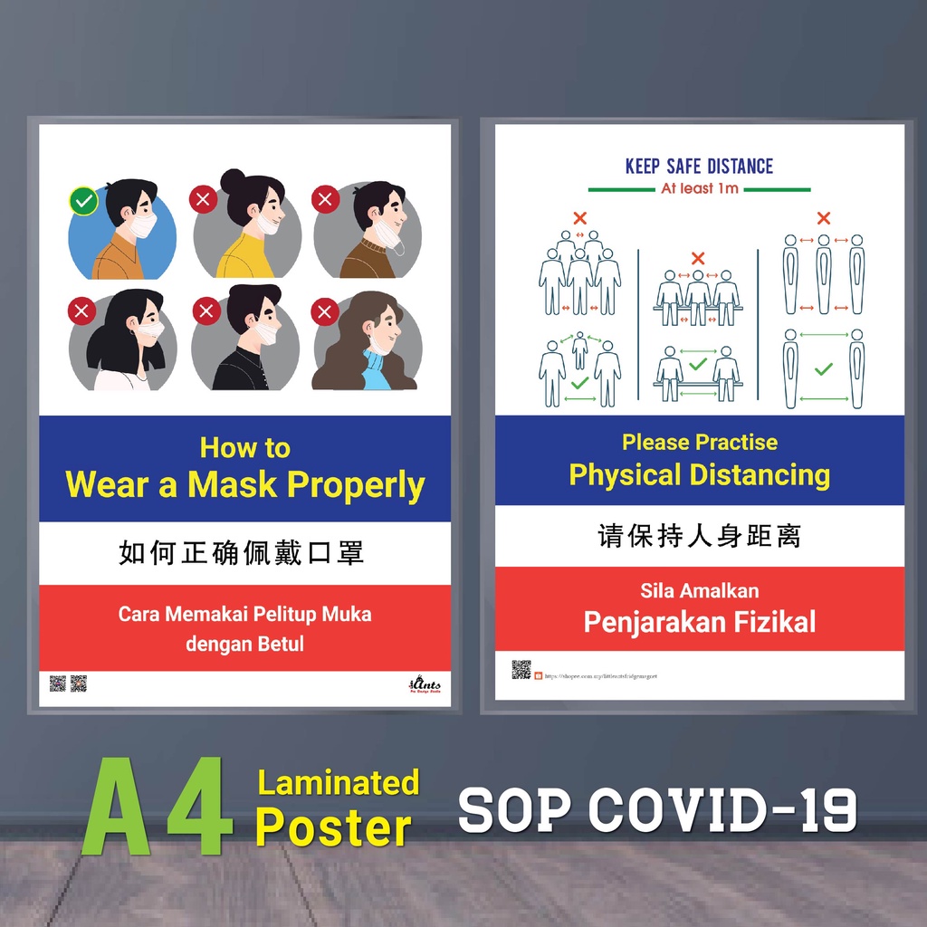 [Laminated Poster] SOP Poster Sign Signboard wear mask papan tanda ...