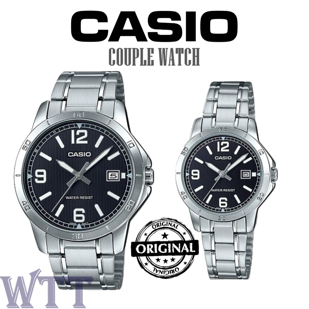 Casio Mtp V004d 1b2 And Ltp V004d 1b2 Analog Couple Watch Jam Tangan Pasangan Casio 2 Years
