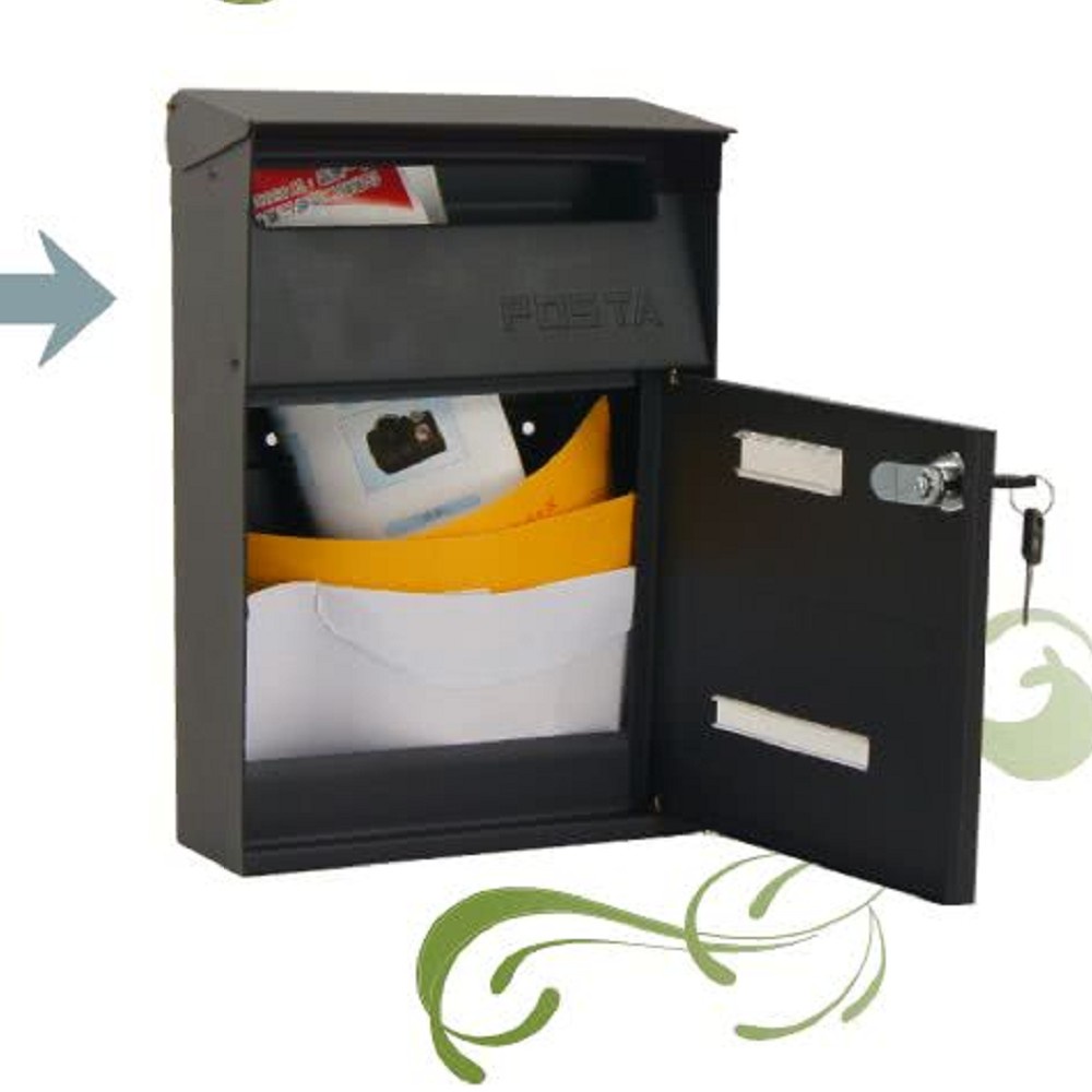 TRENY Iron Letter Box Wall Mount Mail Box with Keys Lock Password Locks ...