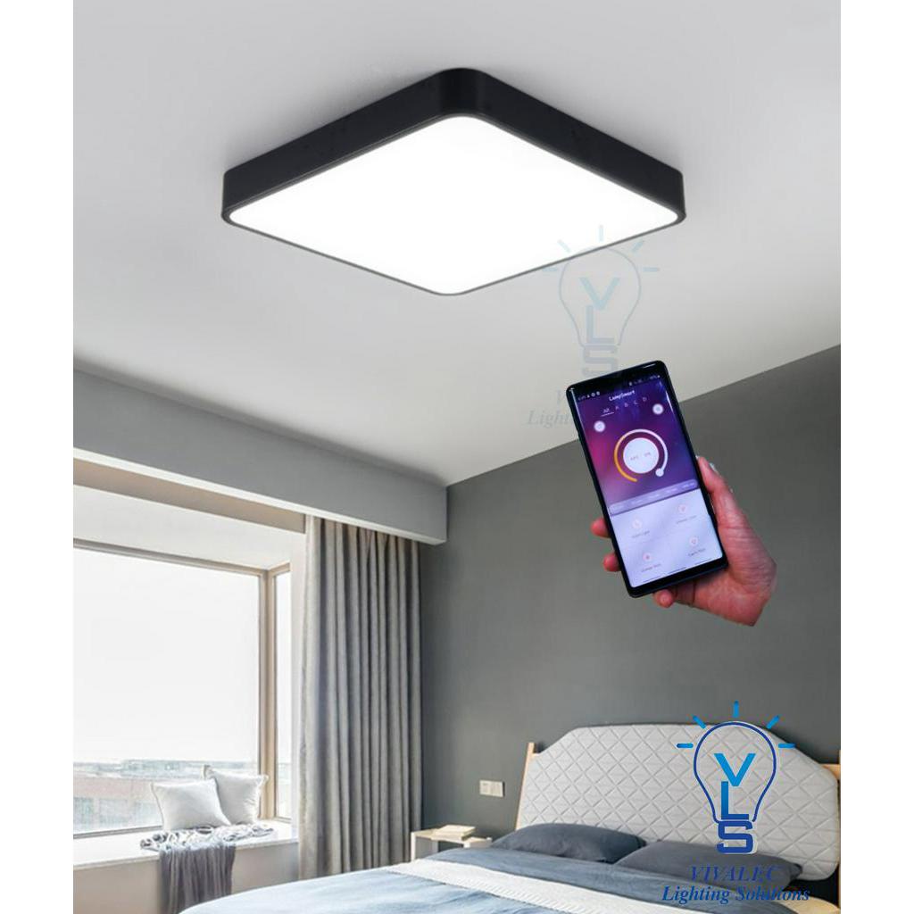 Smart Surface Ceiling Light Square Black/White Remote Control Voice ...