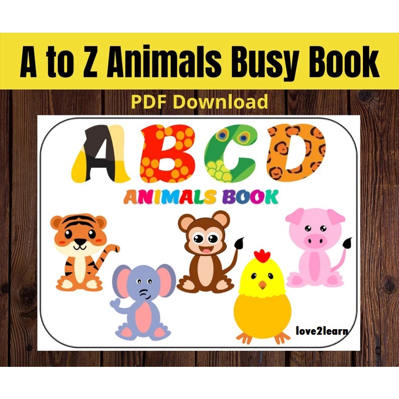 A10 Alphabet ABCD Animals Busy Book (PDF) Animals Matching Book ...