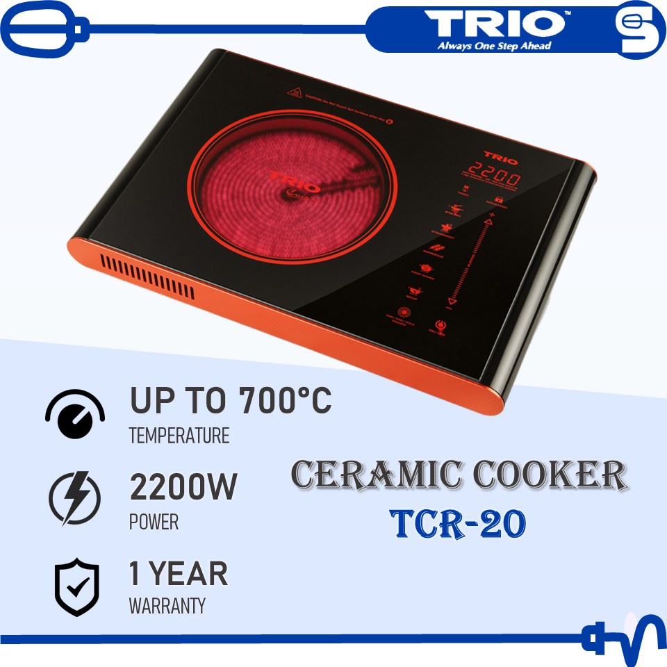 TRIO Ceramic Cooker TCR-20 (2200w) Tempered Cooktop Compatible ...