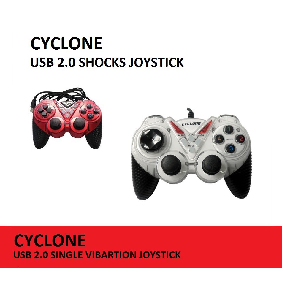 CYCLONE VIBRATION USB 2.0 EASY SETUP PLUG & PLAY CONTROLLER GAMEPAD ...