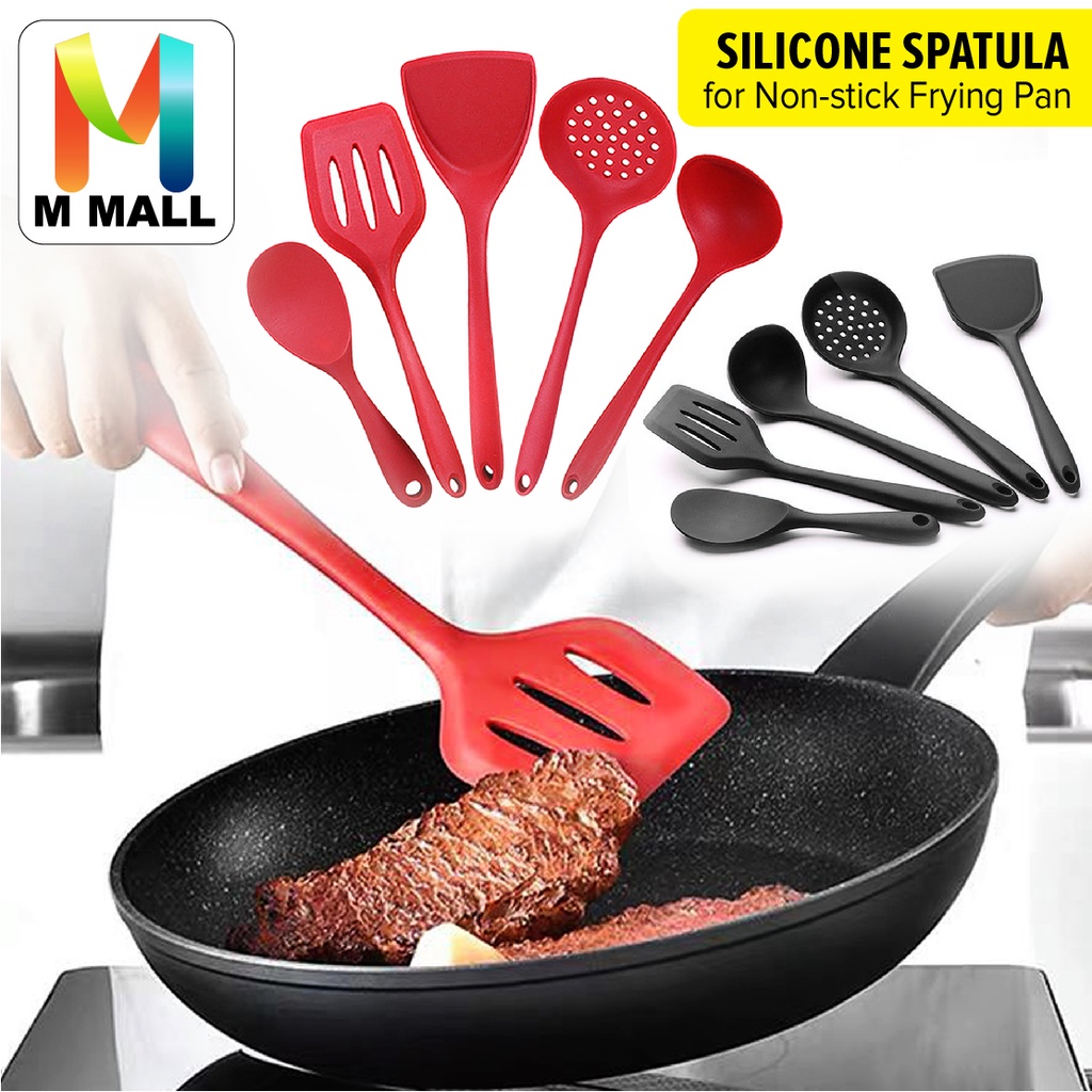 Food Grade Silicone Spatula Non-stick Frying Pan Utensil Set Kitchen ...