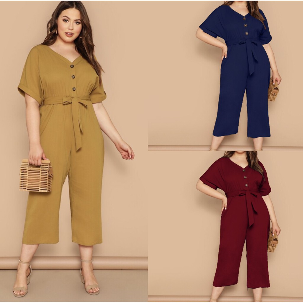 A2395 PLUS CHIC Fold-over Sleeve Button Down Self Belt Plus Size ...