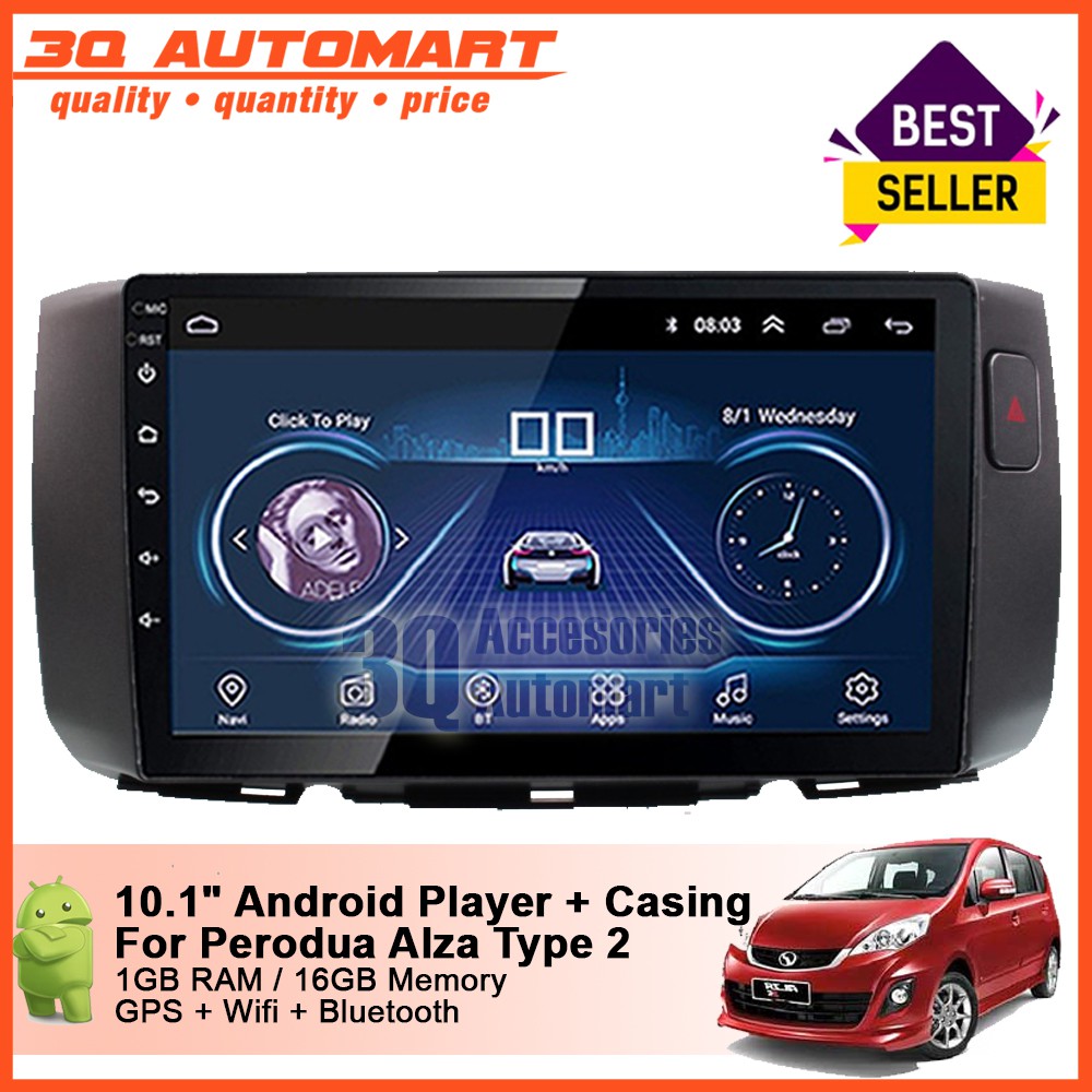 10 inch Android Player HD Wifi GPS 1GB RAM 16GB Memory For Perodua Alza ...