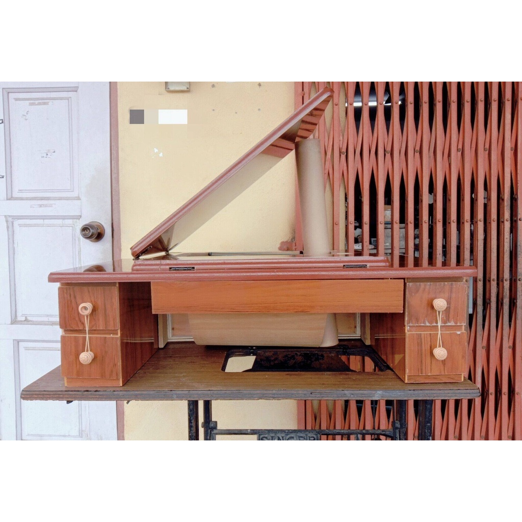 Meja Mesin Jahit Lama Kepala Hitam 5 Laci / Singer Sewing Machine Table ...