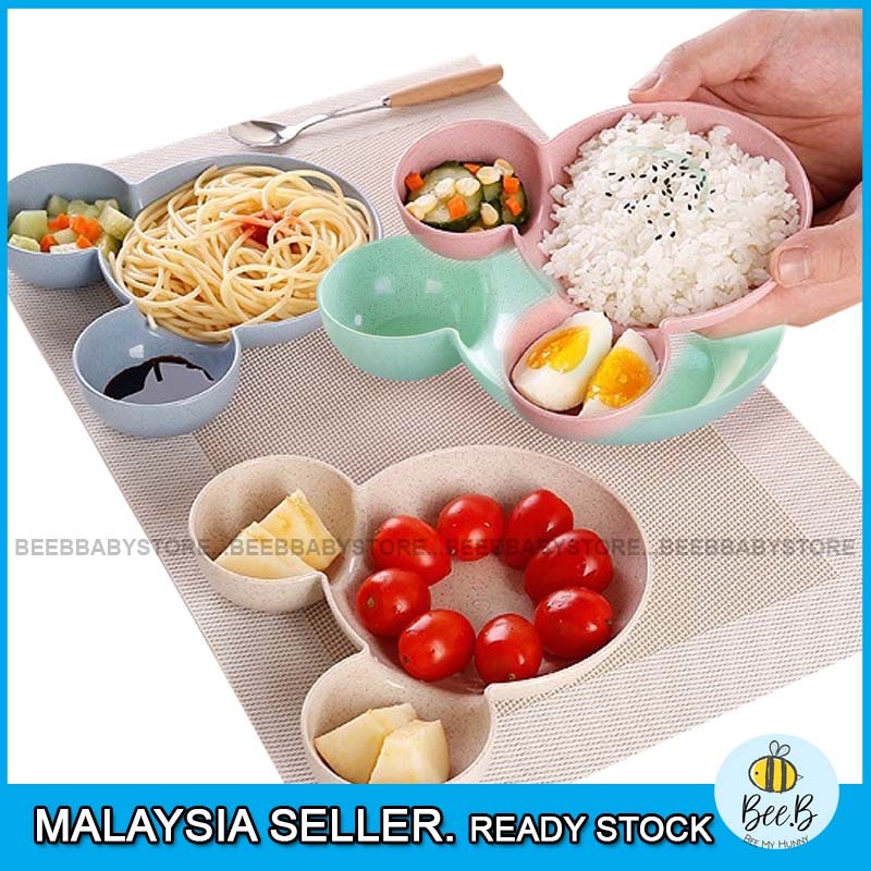 Mickey Cartoon Design Kid Children Dish Plate Wheat Straw Feeding Dish ...