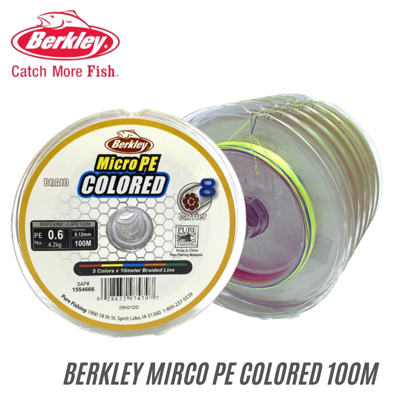 Berkley Micro PE Colored Braid - 100m Multicolor Fishing Line (8 Sulam ...