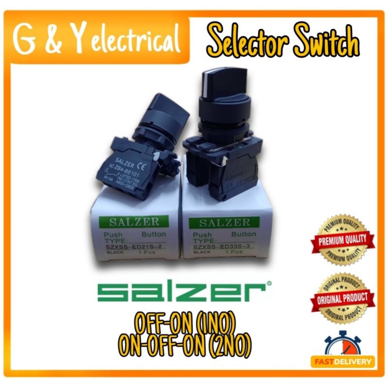 SALZER 22mm Selector Switch OFF-ON / ON-OFF-ON SZXSS Standard Handle ...