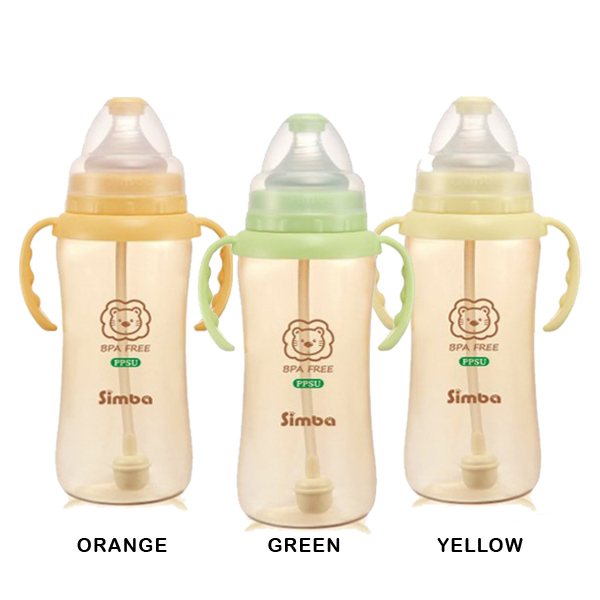 Simba PPSU Wide Neck Calabash Feeding Bottle With Auto Straw & Handle - Cross Hole (360ml ...