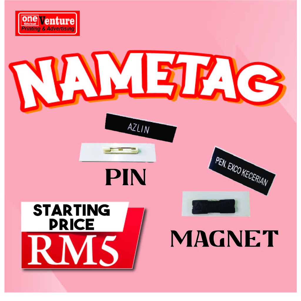 NAMETAG PIN DAN MAGNET | Shopee Malaysia