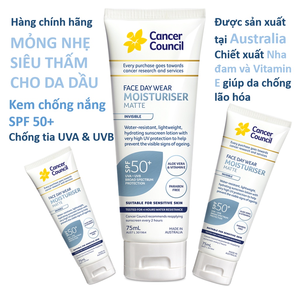 Cancer Council Face Day Wear Moisturiser Matte spf 50 Oily Skin | Shopee Malaysia