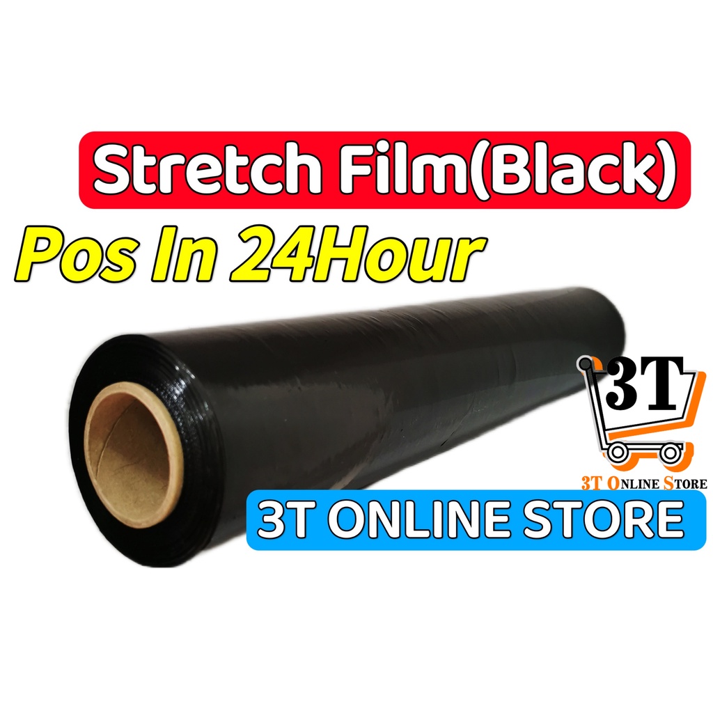 Full Coverage Black Stretch Film 23mic 2.2kg 500mm Pallet Wrapping Wrap ...