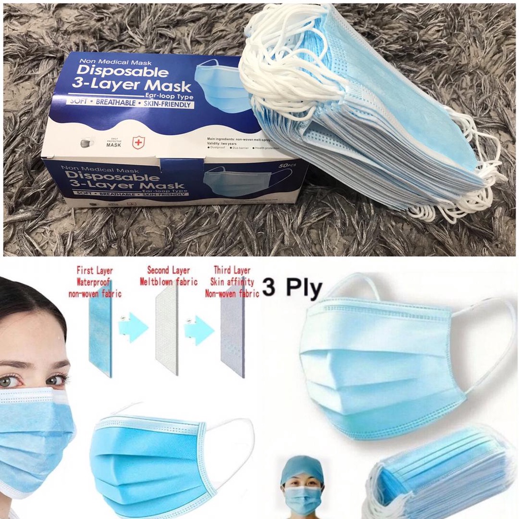 🌟 offer 🌟Ply Disposable Face Mask (50 Pcs) Certified 3 Layer Good ...