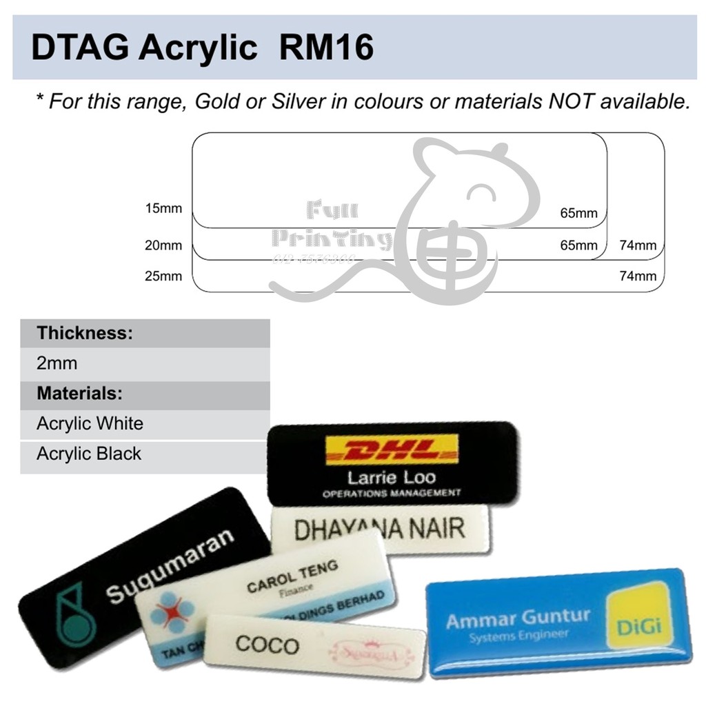 Name Tag UV Coating Black or White Background | Shopee Malaysia