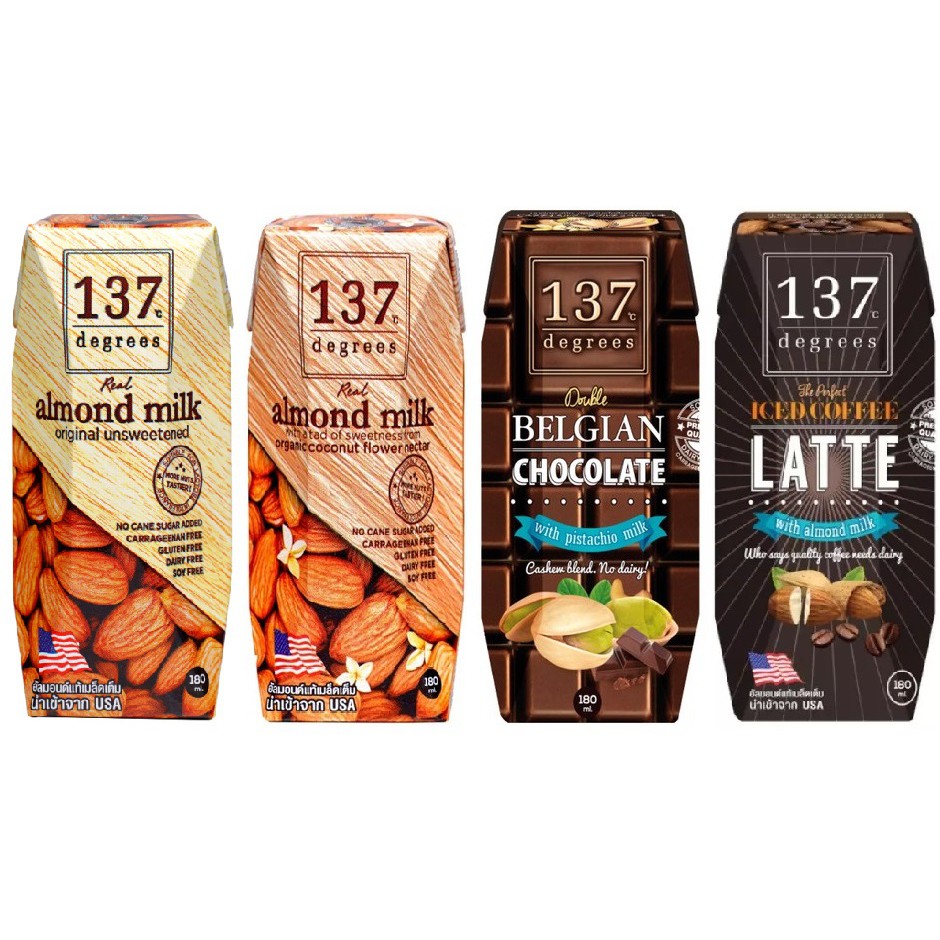 137 Degrees Original Unsweetened Almond Milk/Original Almond Milk/Chocolate Pistachio Milk/Iced ...