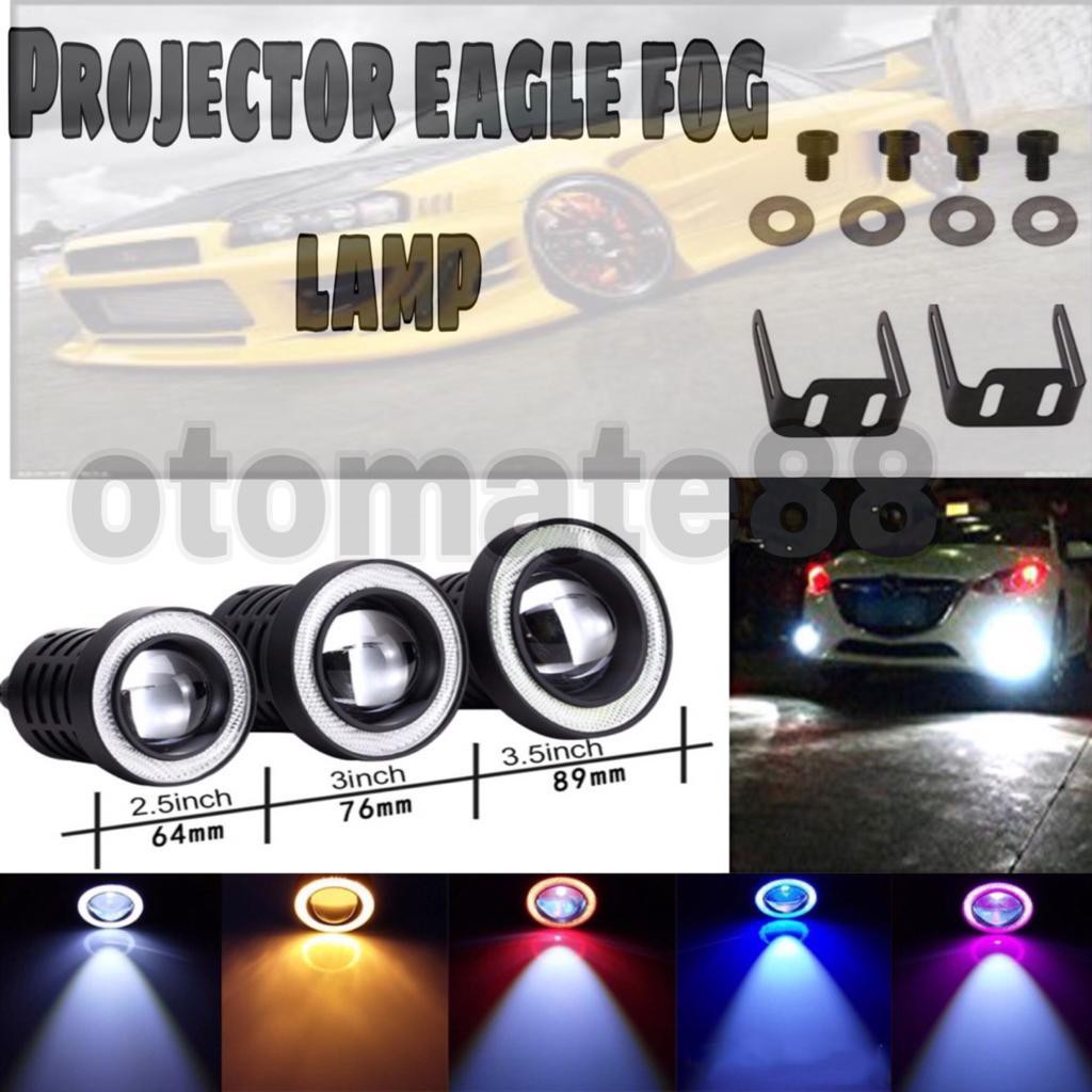 (2PCS) 3200LM Car COB LED Angel Eyes Fog lamp WITH Ring Lens Projector Sport lights myvi alza ...