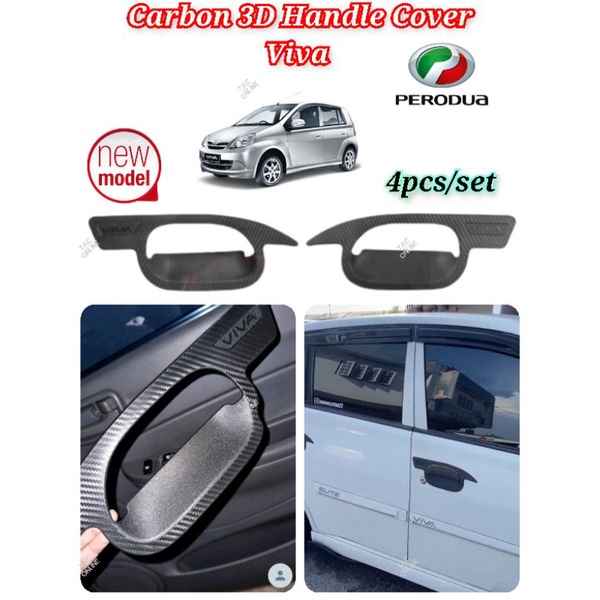 Viva Door Handle Bowl Cover Carbon 3D Design Lapik Pemegang Pintu ...
