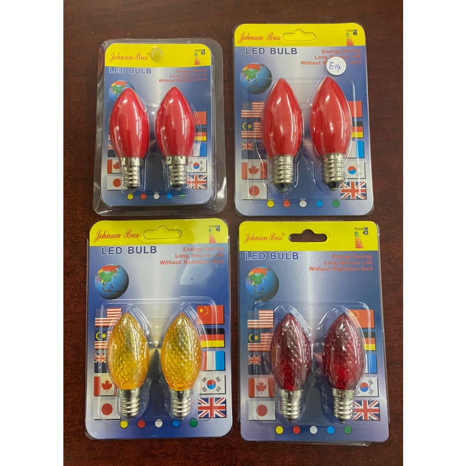 2pcs x LED crystal candle replacement LED bulb E12 / E14 / Red/White ...