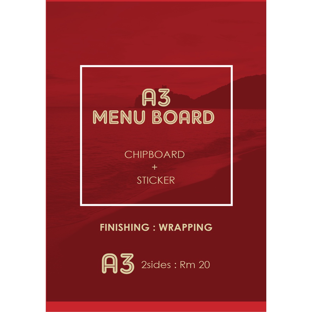 Colour Printing // A3 size menu board ( chipboard + sticker ...