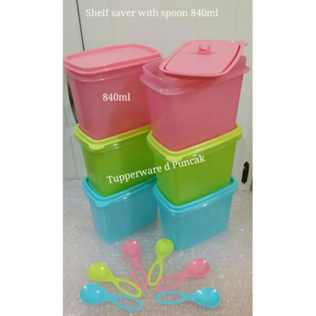 Tupperware Shelf Savers with spoon (6) 840ml and Gift box | Shopee Malaysia