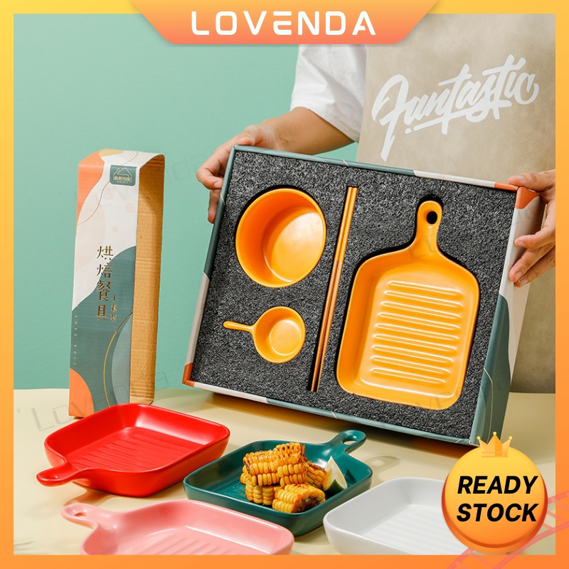 Nordic Ceramic Dinnerware Gift Set Steak Dish Baking Plate Rice Bowl ...