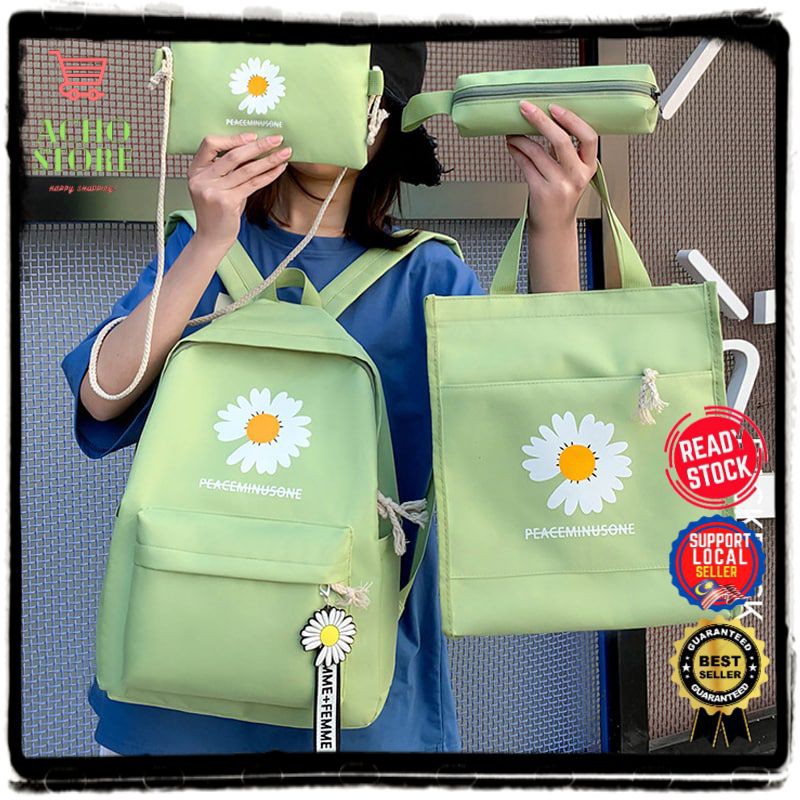 💥 Ready Stock Malaysia 💥 Daisy Backpack 4 in 1 set Women Backpack Big ...