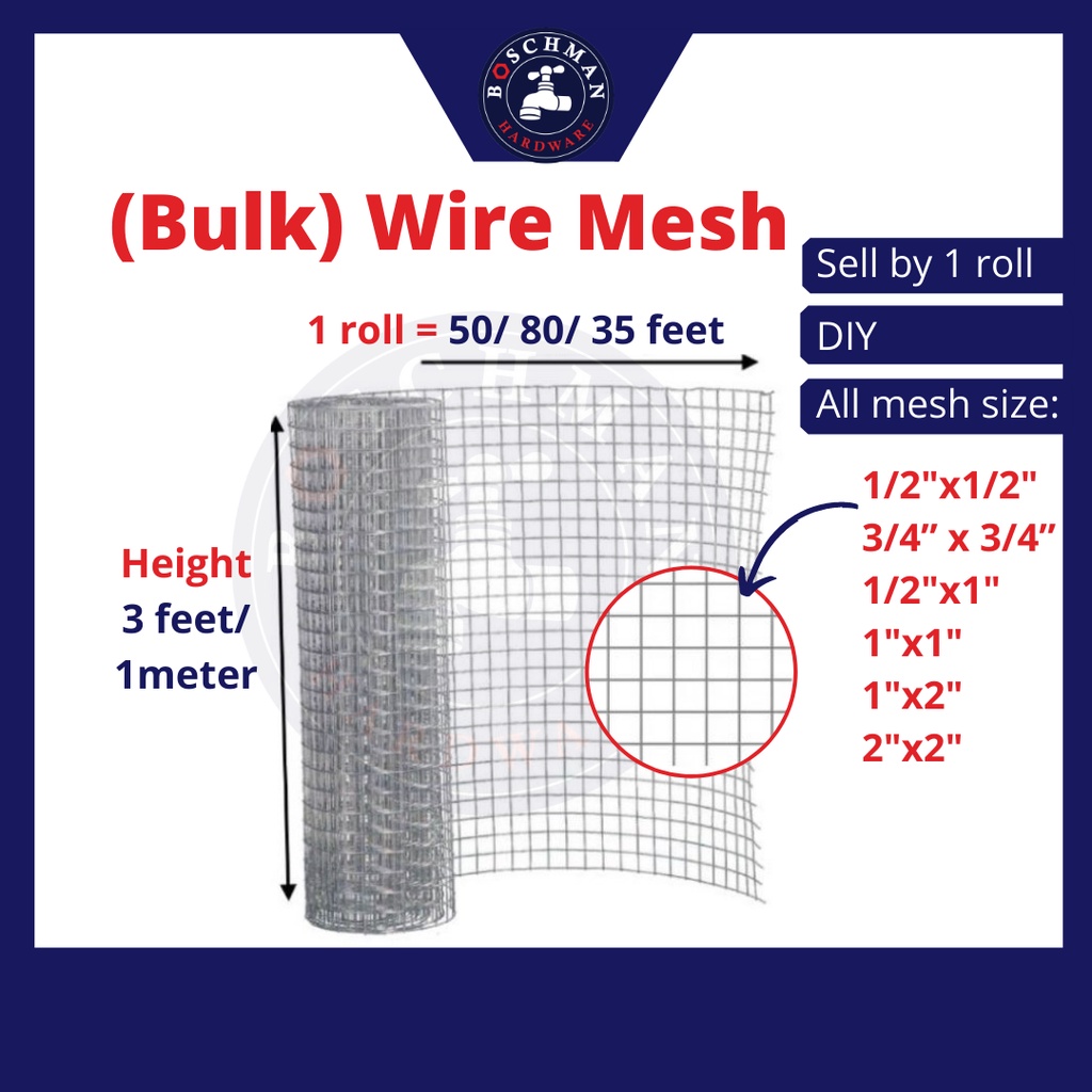 [1 Roll] Galvanised Welded Wire Mesh Wire Netting PVC Coated Mesh Net ...