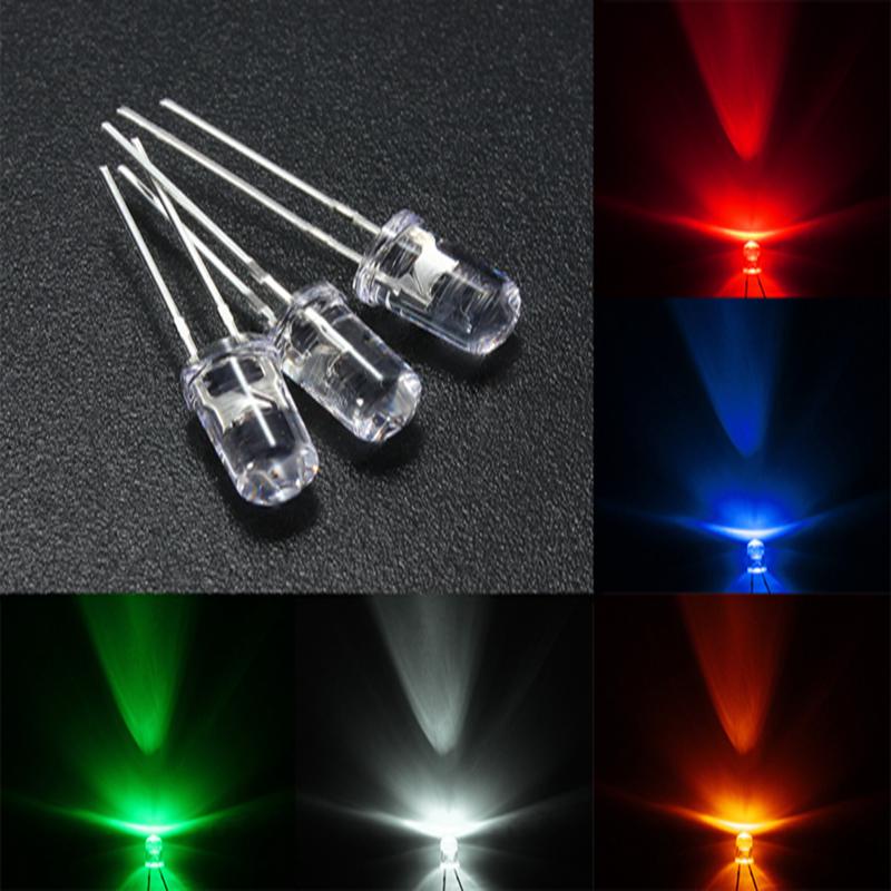 100Pcs F3 3mm LED Diode Transparent Round 3.0-3.2V Short Legs 18MM ...