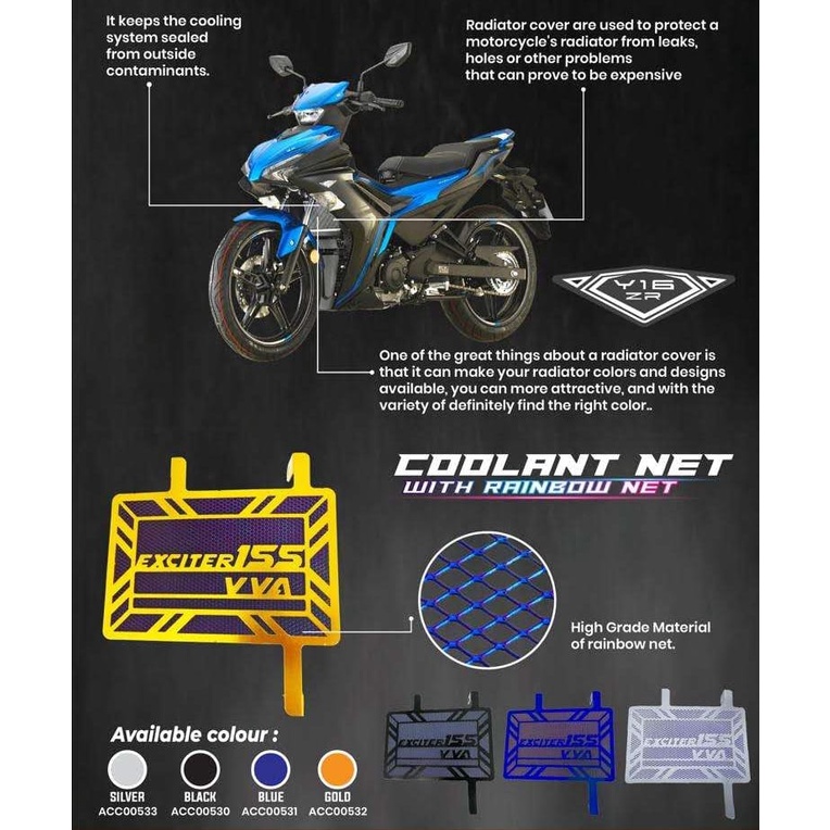 YAMAHA Y16 Y16Z Y16ZR RADIATOR COOLENT COOLANT NET ENGINE COVER ALLOY ...