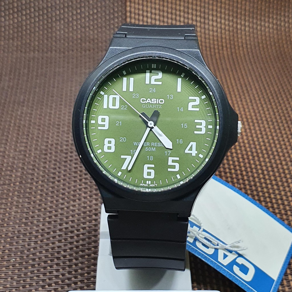 Casio MW-240-3B Black Resin Strap Round Classic Analog Green Dial Quartz Watch | Shopee Malaysia