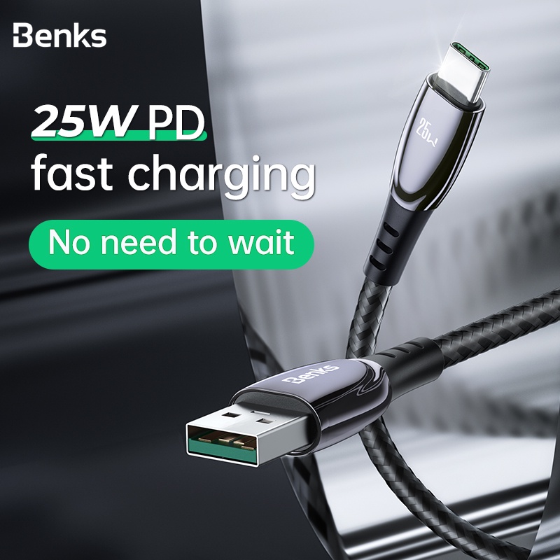 Benks 2M D40 25W 5A Zinc Alloy PD USB To Type C Fast Charging Cable for ...