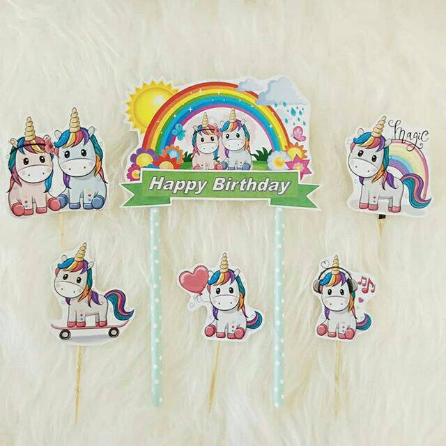 Unicorn topper pudding topper cake topper happy birthday topper ...