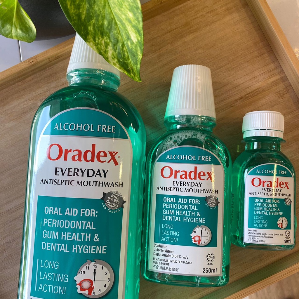 Oradex Everyday Green/Hijau Antiseptic Mouthwash 750ml/250ml/90ml ...