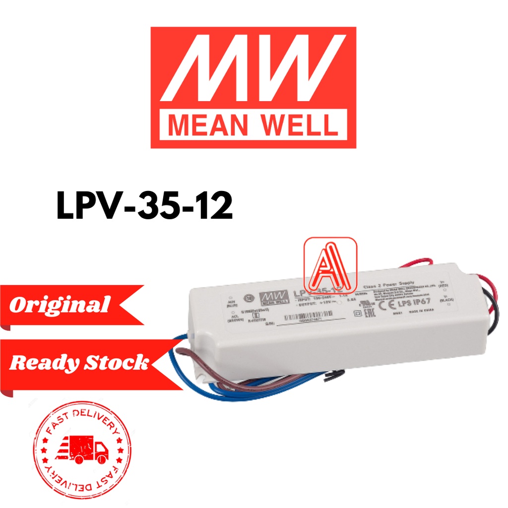 Mean Well LPV-35-12 AC-DC Single output IP67 Weather Proof LED driver Constant Voltage | Shopee ...