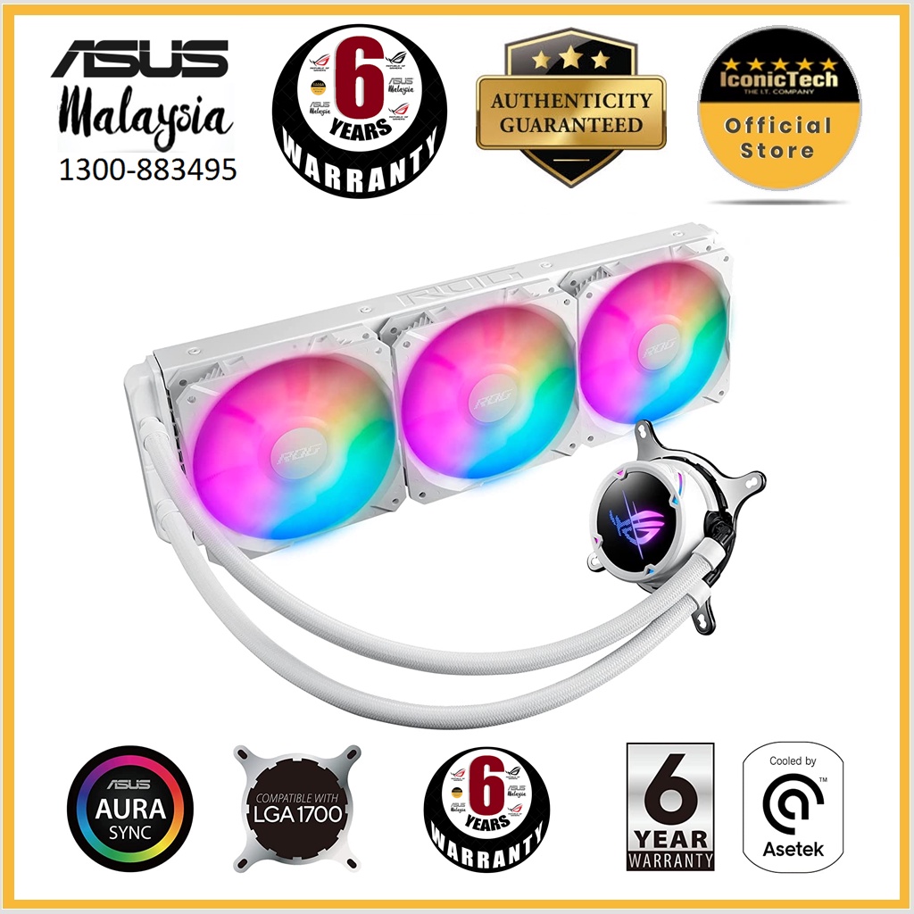 ASUS ROG Strix LC II 360 ARGB White Edition All-in-one AIO Liquid CPU ...