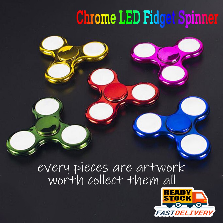 READY STOCK 1ST DESIGN CHROME LED FIDGET SPINNER / SPINNER LAMPU 36 led ...