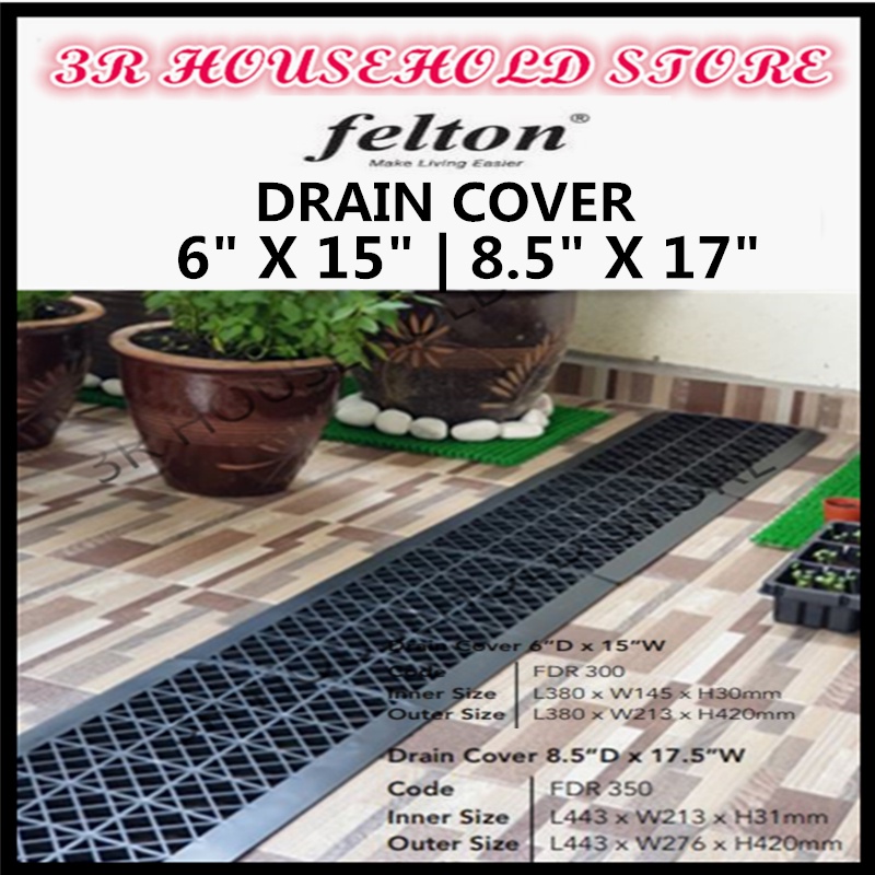 Felton Drain Cover 8.5" x 17.5" Penutup Longkang UV Protect Draincover ...
