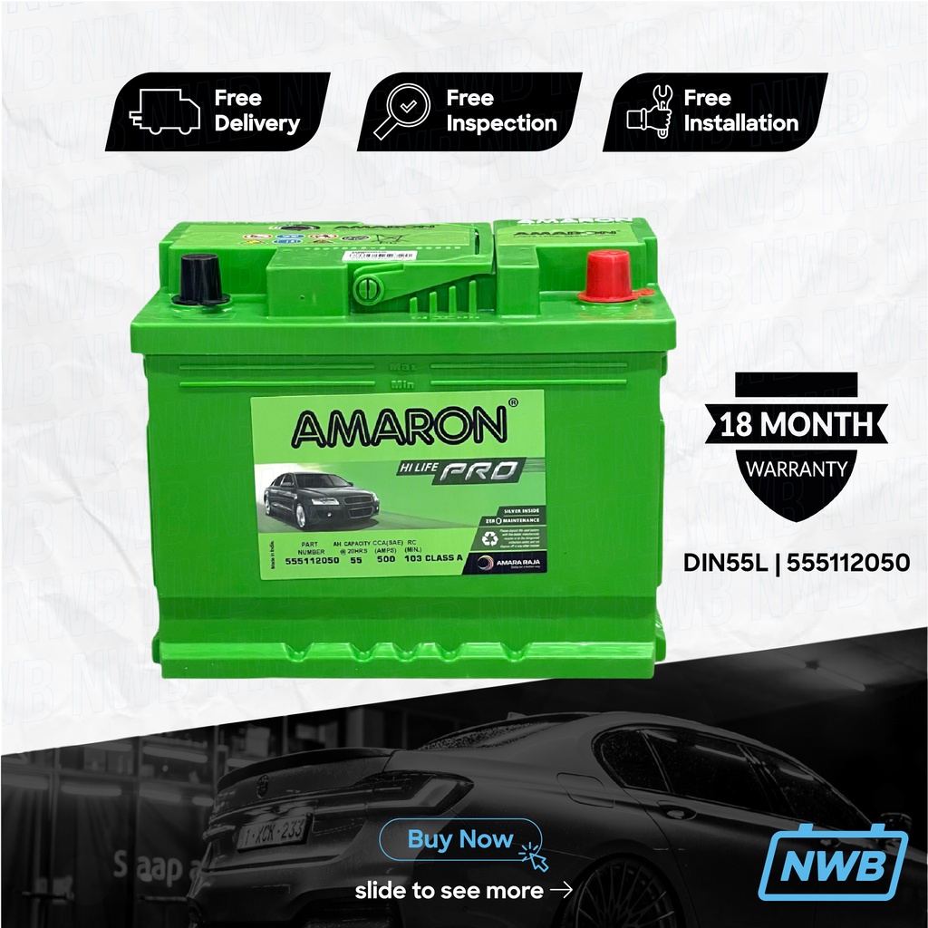 AMARON DIN55L Bateri Kereta - 55AH - Car Battery - VW Polo,Golf HYUNDAI ...
